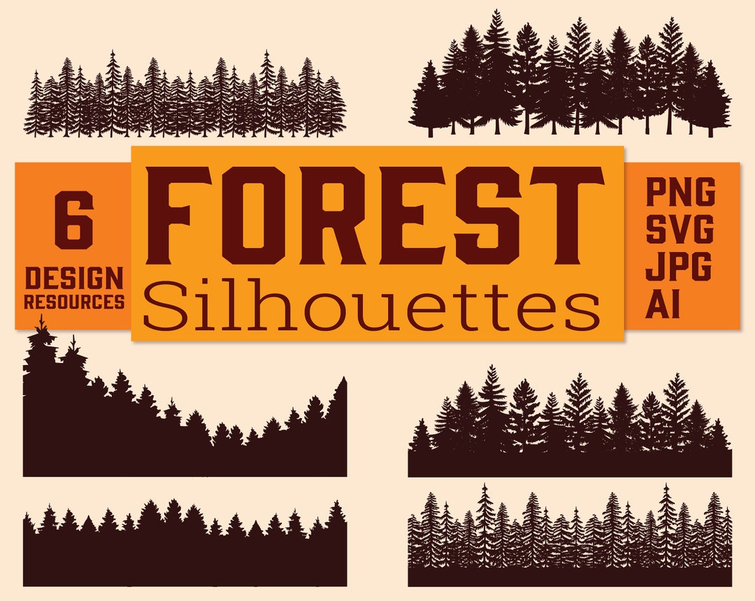 Forest Treeline Pack - AI, PNG, SVG Files for Cricut / Silhouette ...