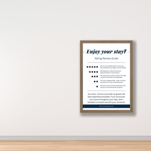 Airbnb Property Review Rating Request Sign | Review Sign for Guests ...