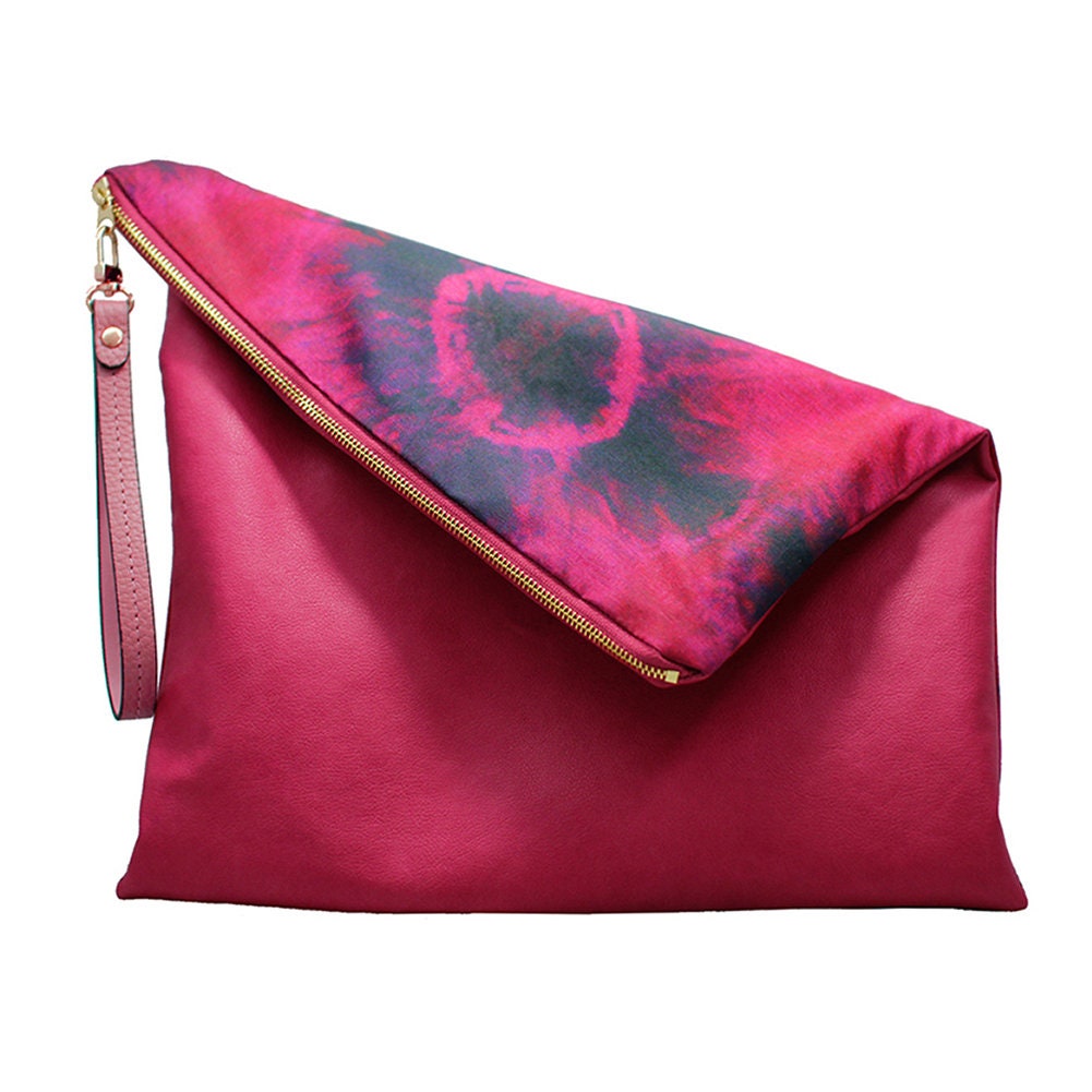 Big Pouch, Two-sided Fold Over Pouch, Wristlet Tie-dye Pattern Casual ...