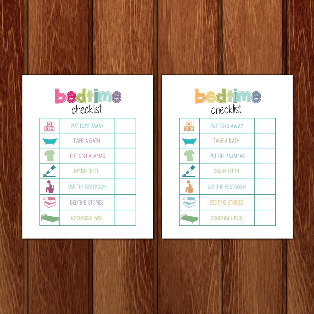 Bedtime Checklist Printable, Instant Download - Etsy