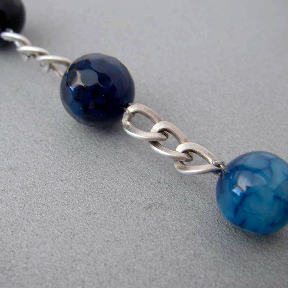 Blue Agate Chain Bracelet, Bohemian Gemstone Bracelet, Blue, Turquoise ...