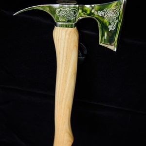 Stainless Steel Engraved Bearded Axe With Adze Blade Polished Viking ...