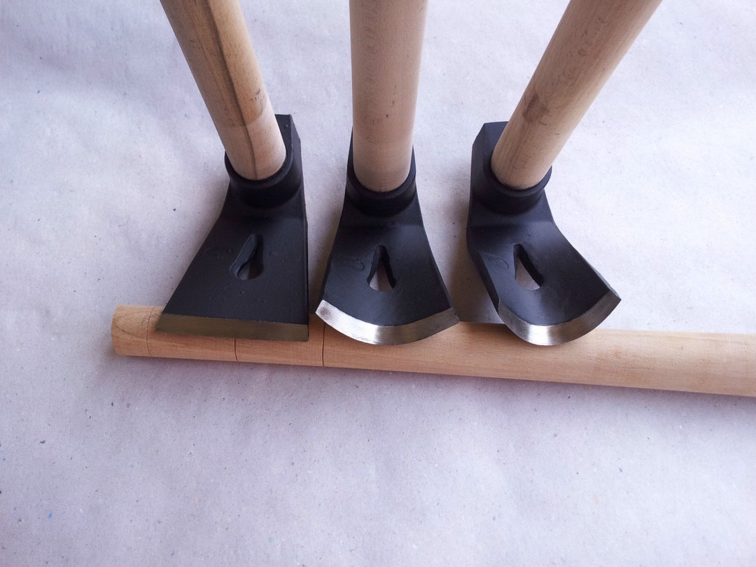 Set of 3 Wood Carving Woodworking Bowl Adze Tools - Straight - Big ...