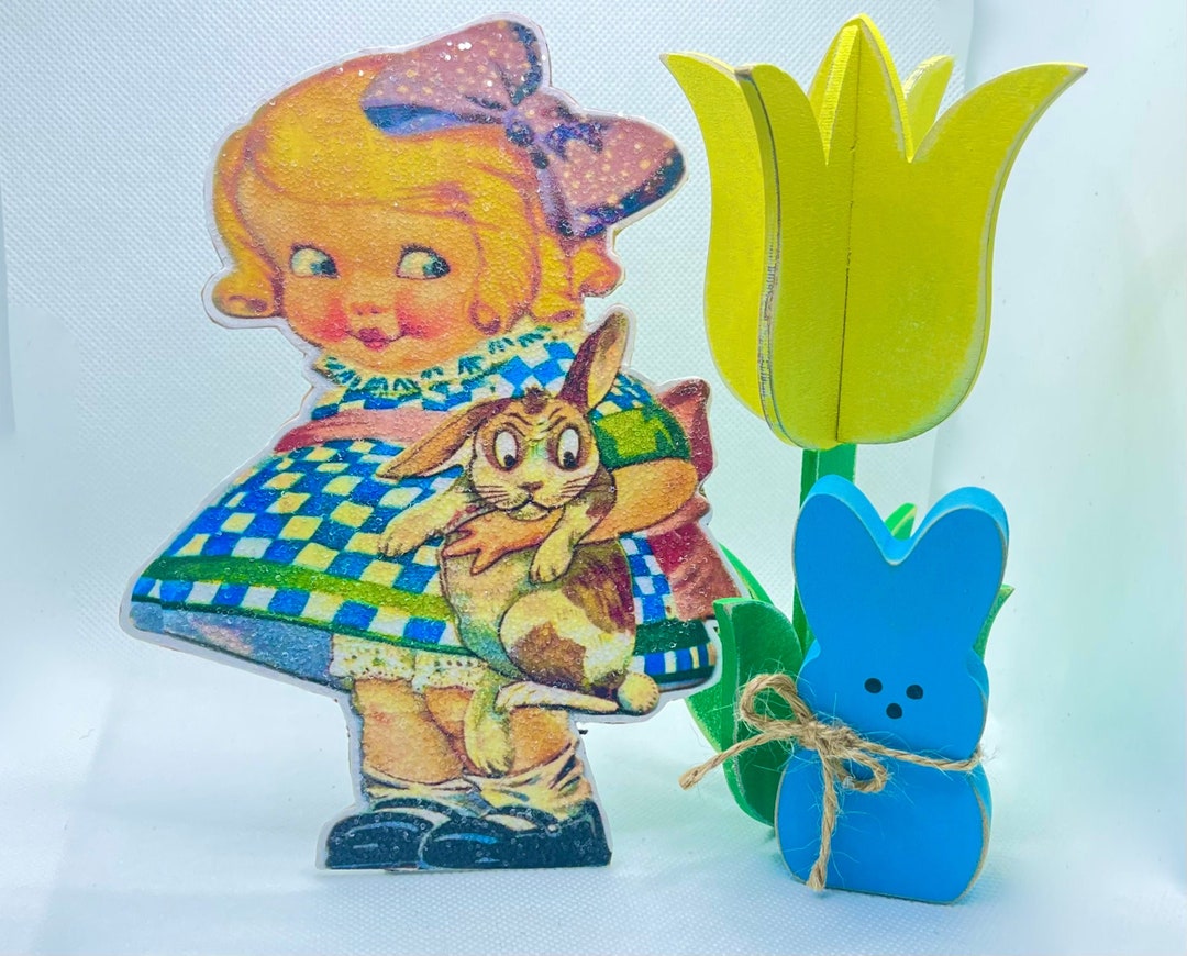 Vintage Easter Decor/ Spring Decor, Easter Bunny Dummy Board Standee ...