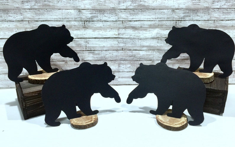 Woodland Animal Big Black Bear Decorations W/ Wood Slice - Etsy