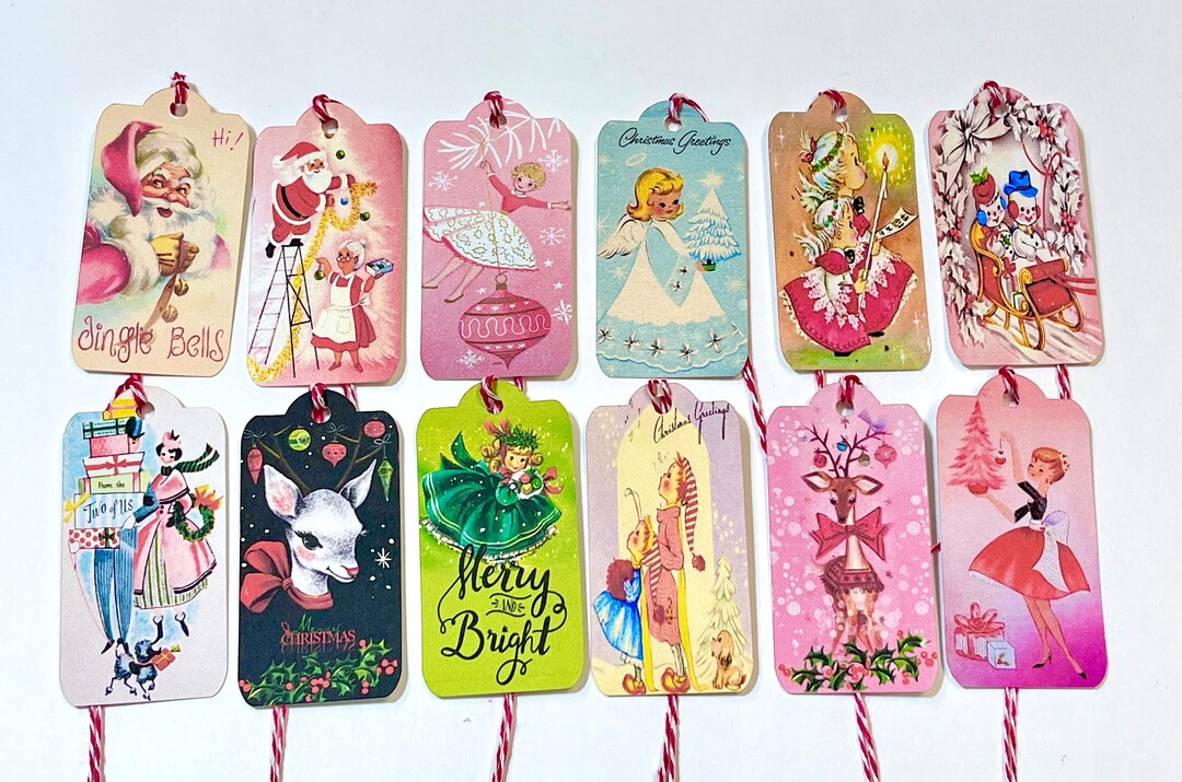 Retro Style Christmas Gift Tags, Mid Century Christmas Gift Tags ...