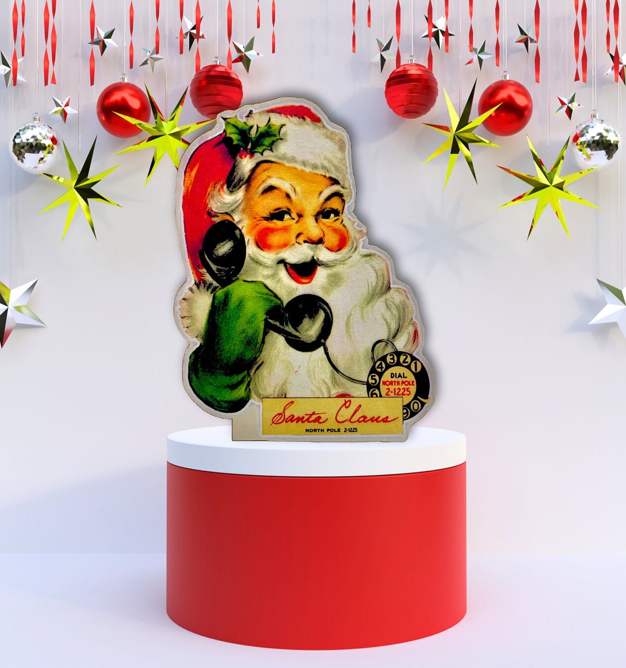 Handmade Vintage Style Santa Christmas Decoration Dummy Board Standee ...