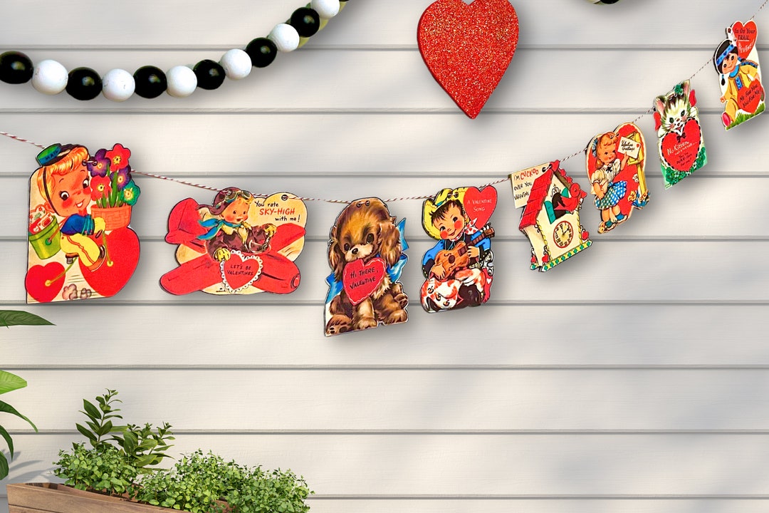 Vintage Valentine Day Decor, Valentine Garland, Valentine Banner ...