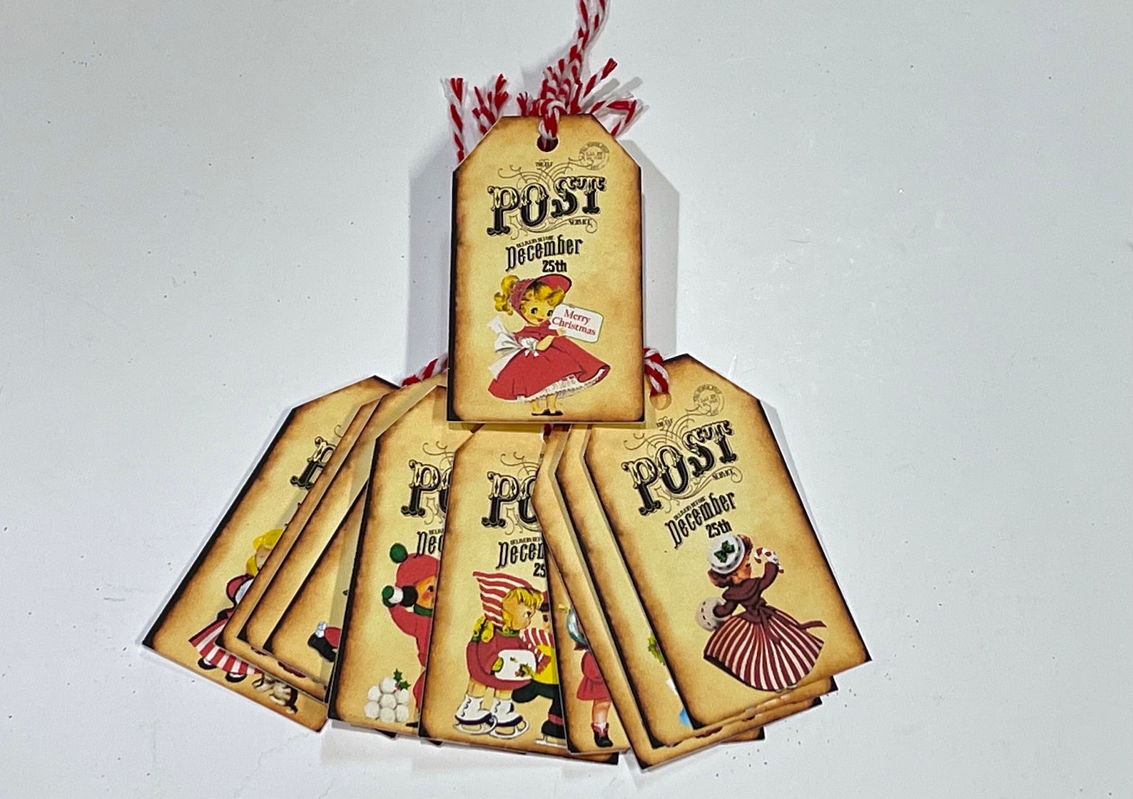 Vintage Christmas Holiday Gift Tags Retro Gift Tags Unique - Etsy