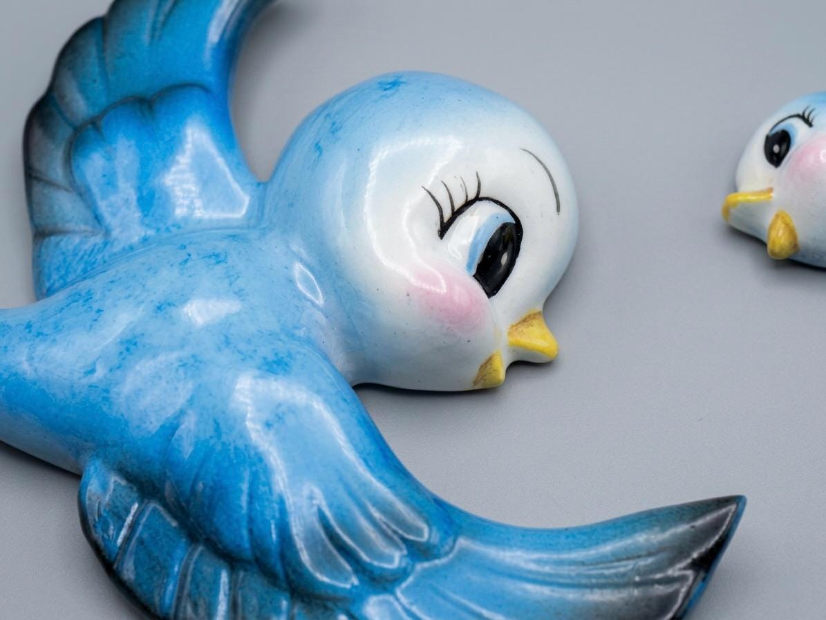 Lefton Style Bluebird Wall Plaques, Anthropomorphic Vintage Mid Century ...