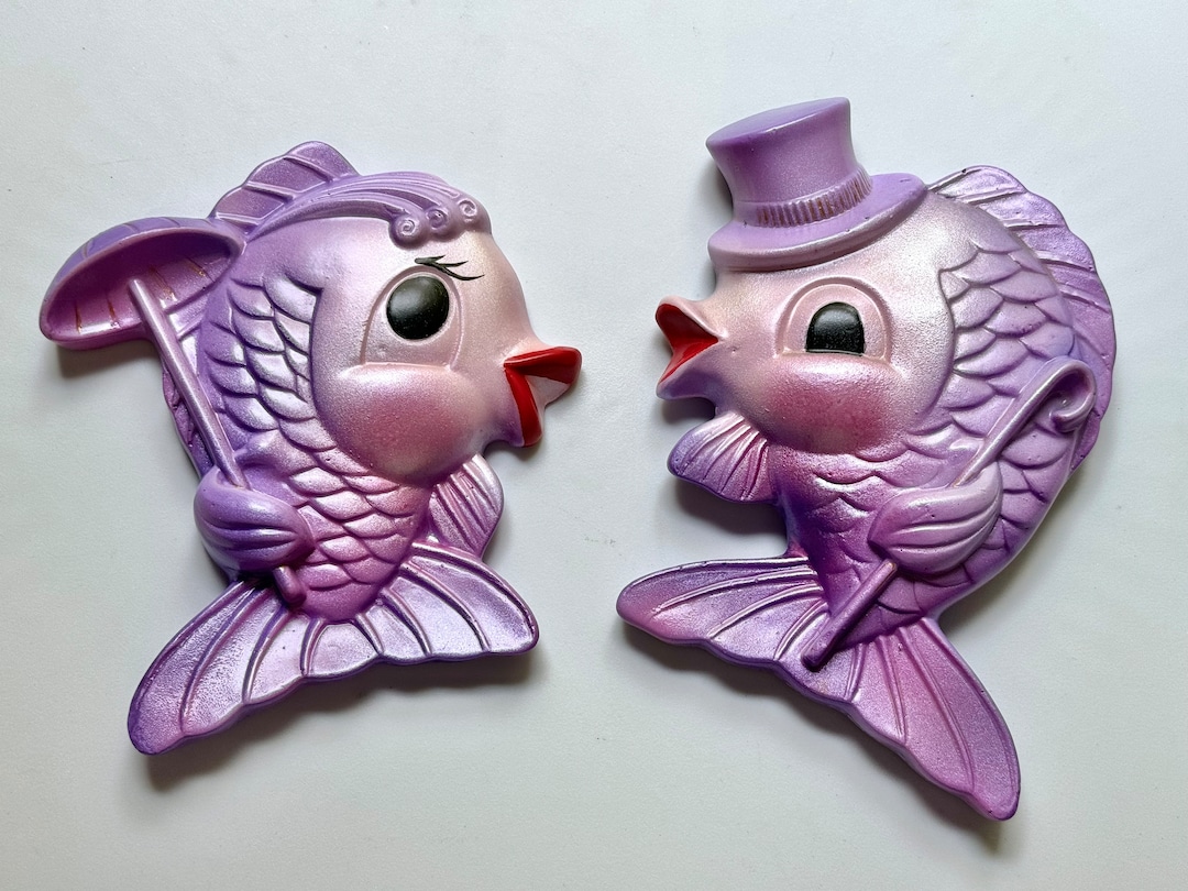 Kitschy Vintage Chalkware Fish Wall Plaques/ Decor by Miller Studios ...