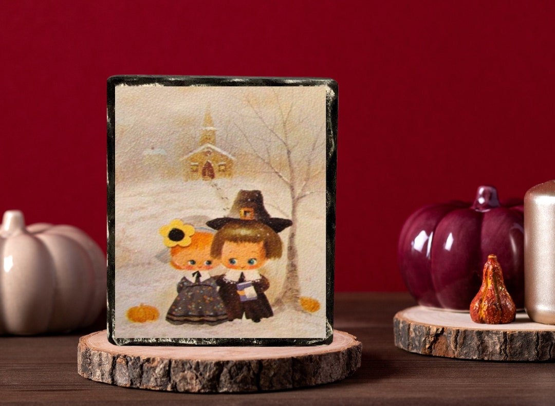 Thanksgiving Wood Block Sign: Primitive Pilgrims & Church Decor - Etsy