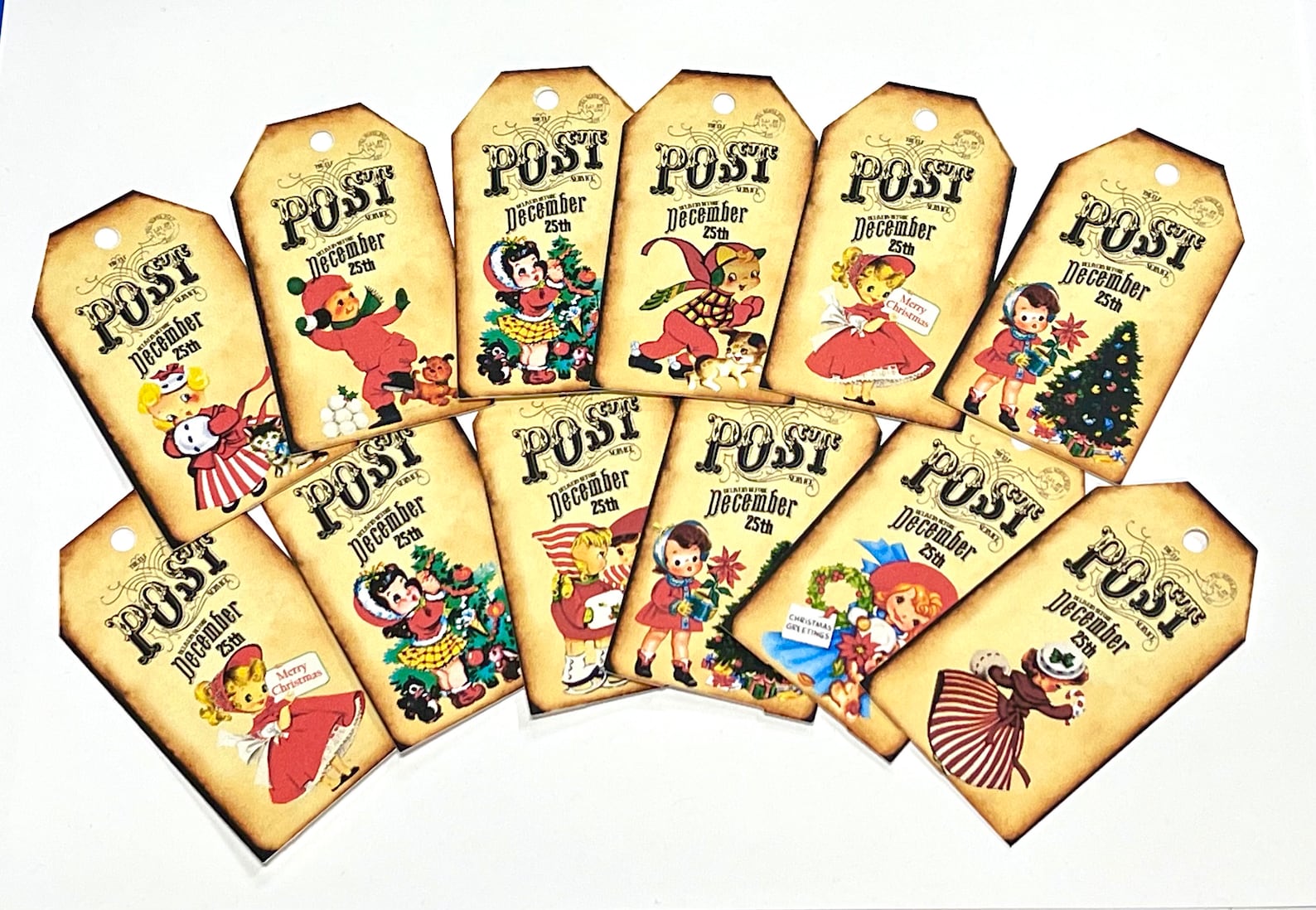 Vintage Christmas Holiday Gift Tags Retro Gift Tags Unique - Etsy