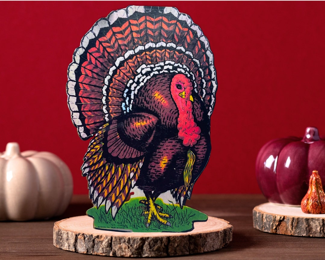 Handmade Vintage Style Thanksgiving Turkey Dummy Board Standee, Retro ...