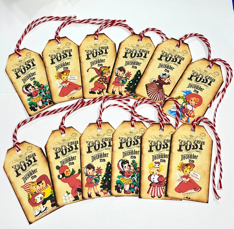 Vintage Christmas Holiday Gift Tags Retro Gift Tags Unique - Etsy