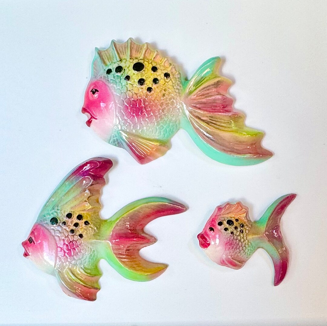 Rare Miller Studio Rainbow Chalkware Fish, Retro Wall Decor, Bathroom ...