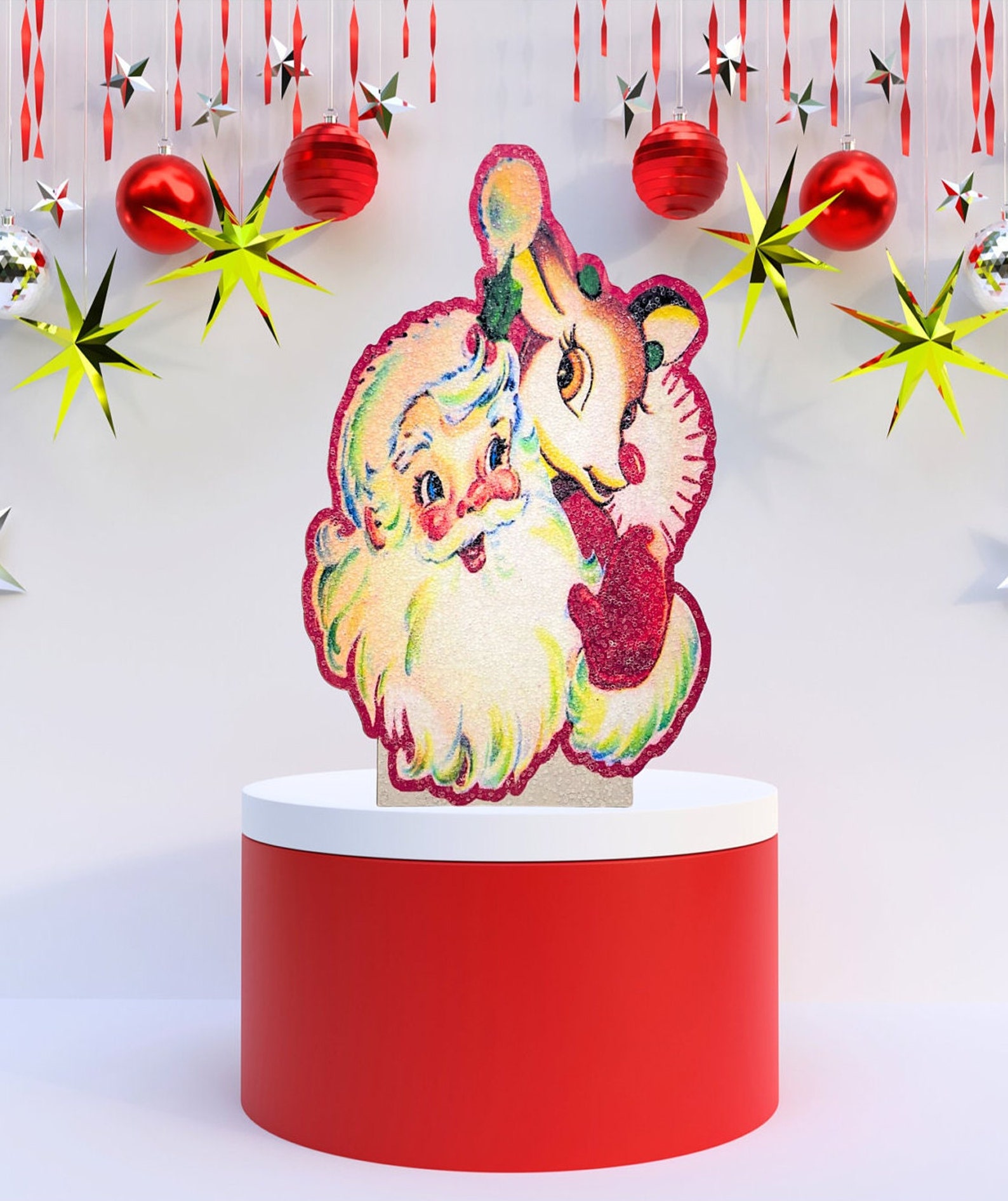 Handmade Vintage Style Santa Christmas Decoration Dummy Board Standee ...