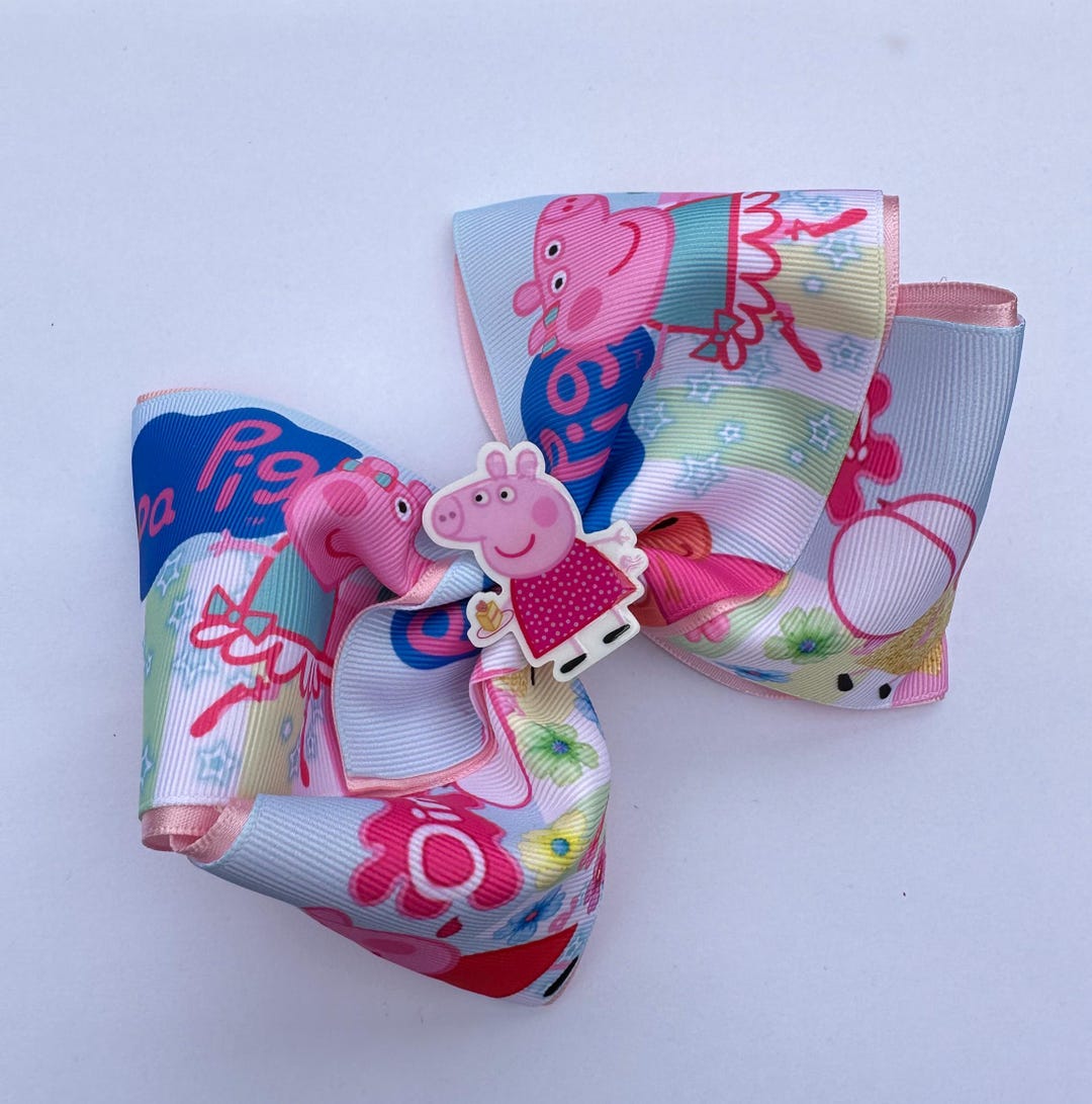 Boutique Hair Bow, Girl Bows, Double Stacked Hair Bow, Peppa Pig Bow ...