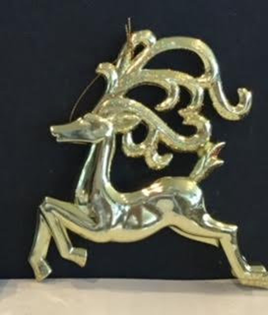 Set of 2 Large Vintage Commodore Christmas Glitter Gold Reindeer ...