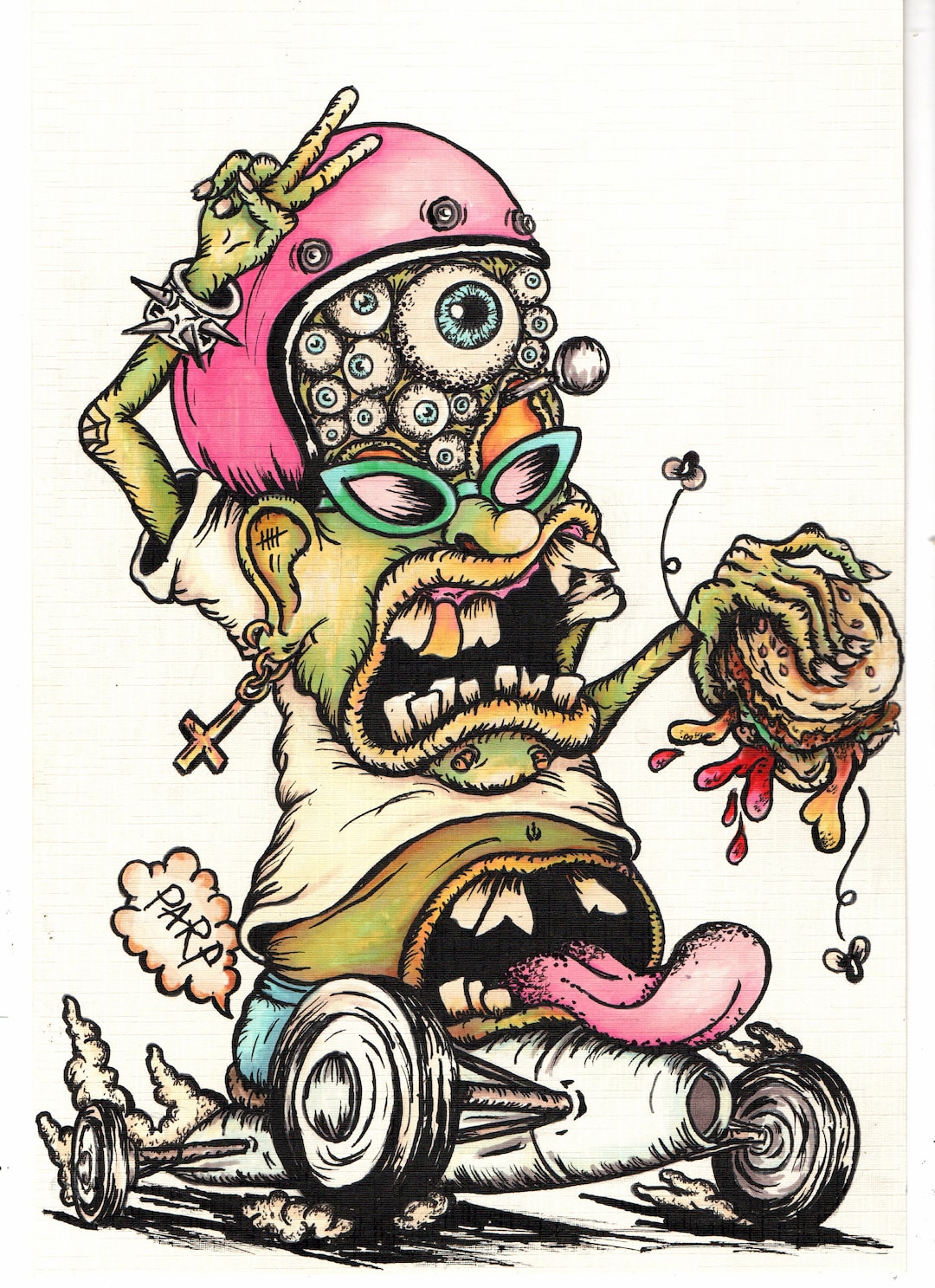 Burgers and Belly Tanks Original Artwork Kustom Kulture Weirdo - Etsy