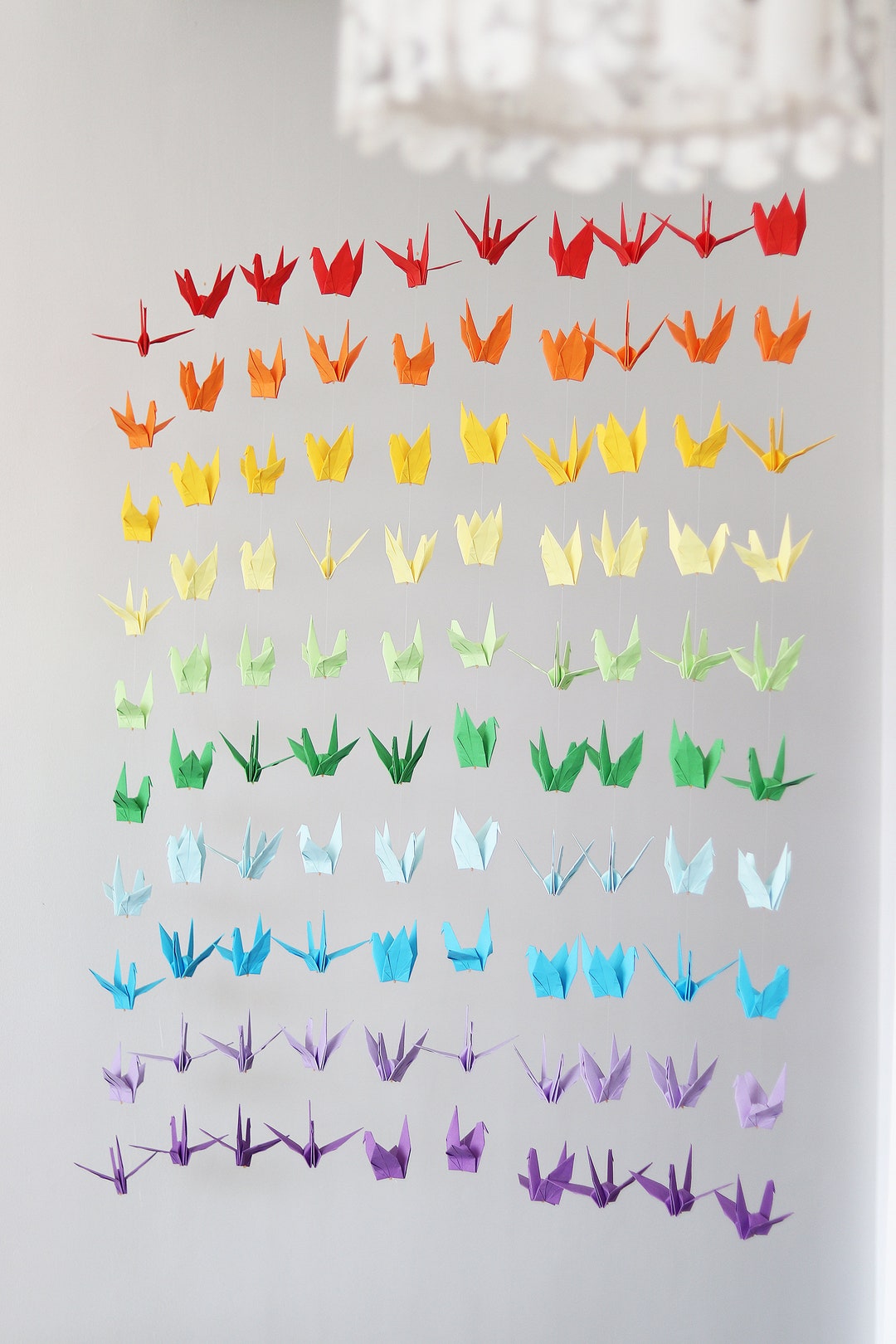 100 Paper Cranes/10 Strands-set of 10/ Rainbow Colors Origami Crane ...