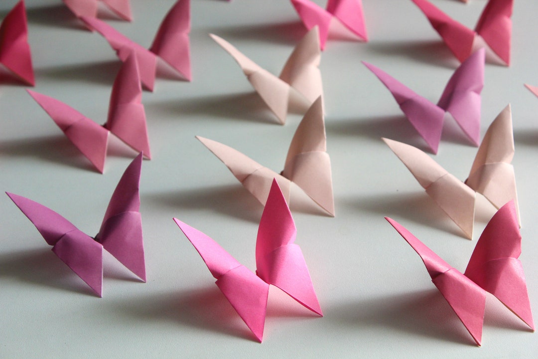 Set of 30 Origami Shades of Pink Butterflies 3D Paper Pinks Mix Pattern ...