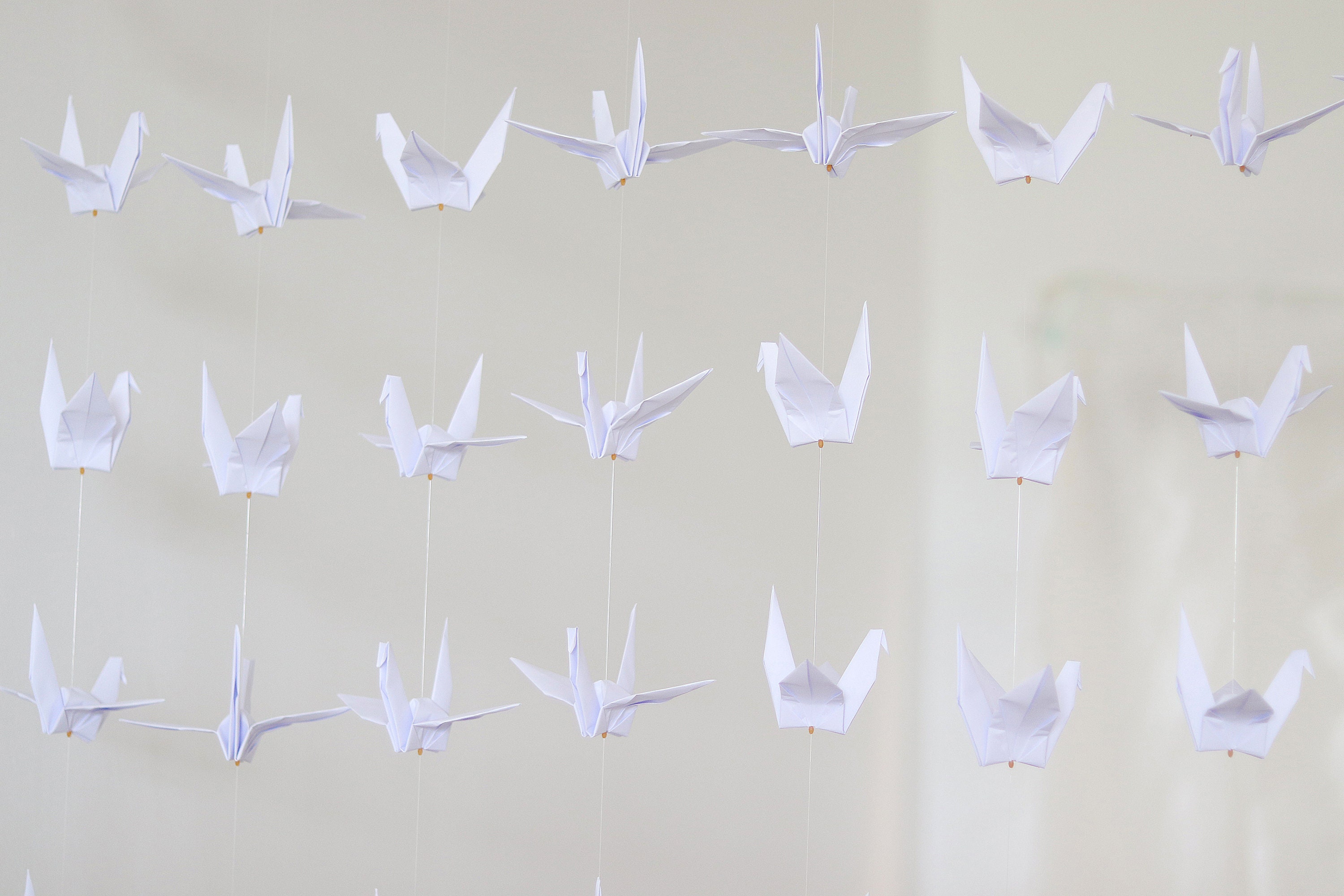 100 White Paper Cranes/10 Strands-set of 10/ Origami Crane Wedding ...