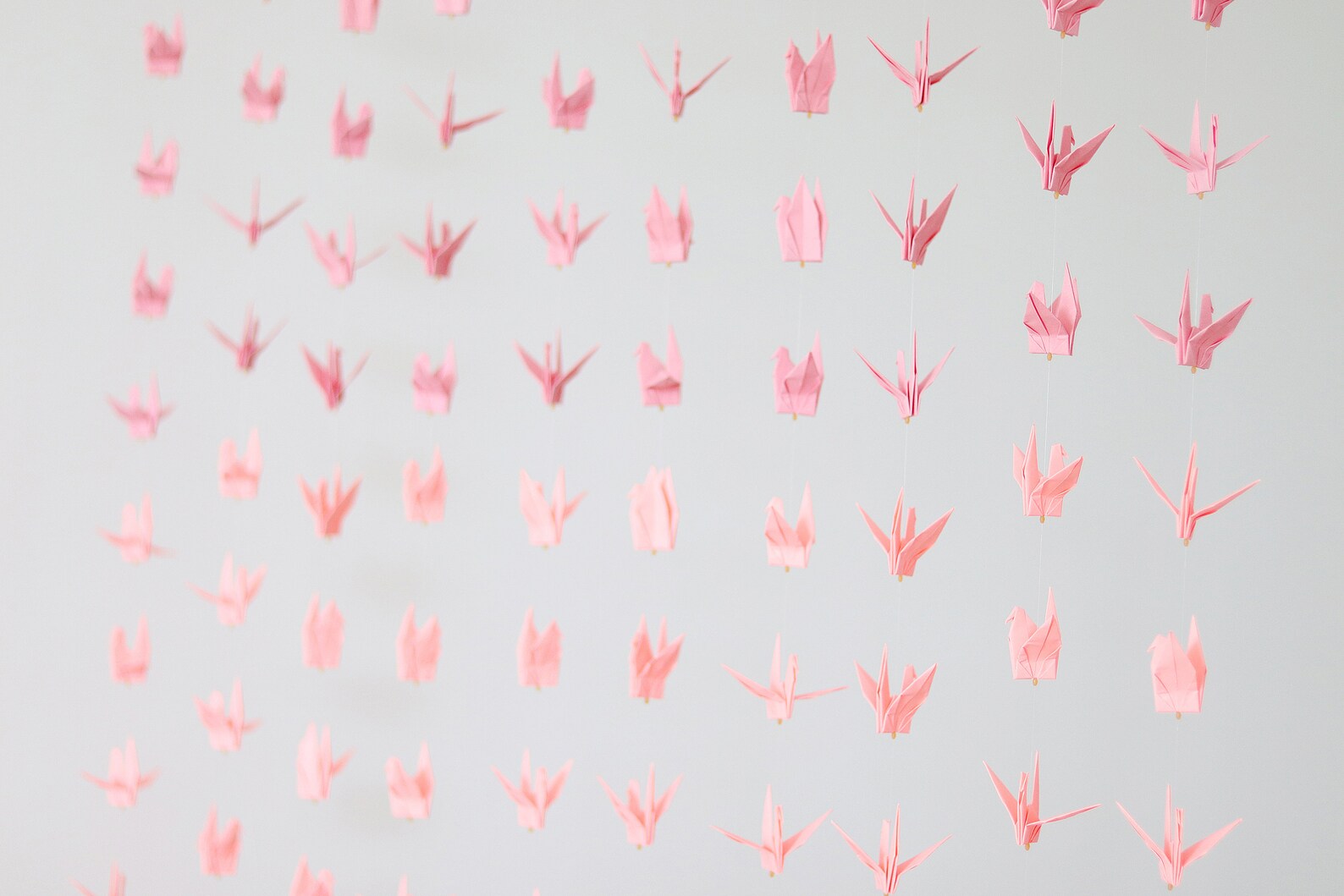 200 Paper Cranes/10 Strands-set of 20/ Shade Pink Rose White - Etsy