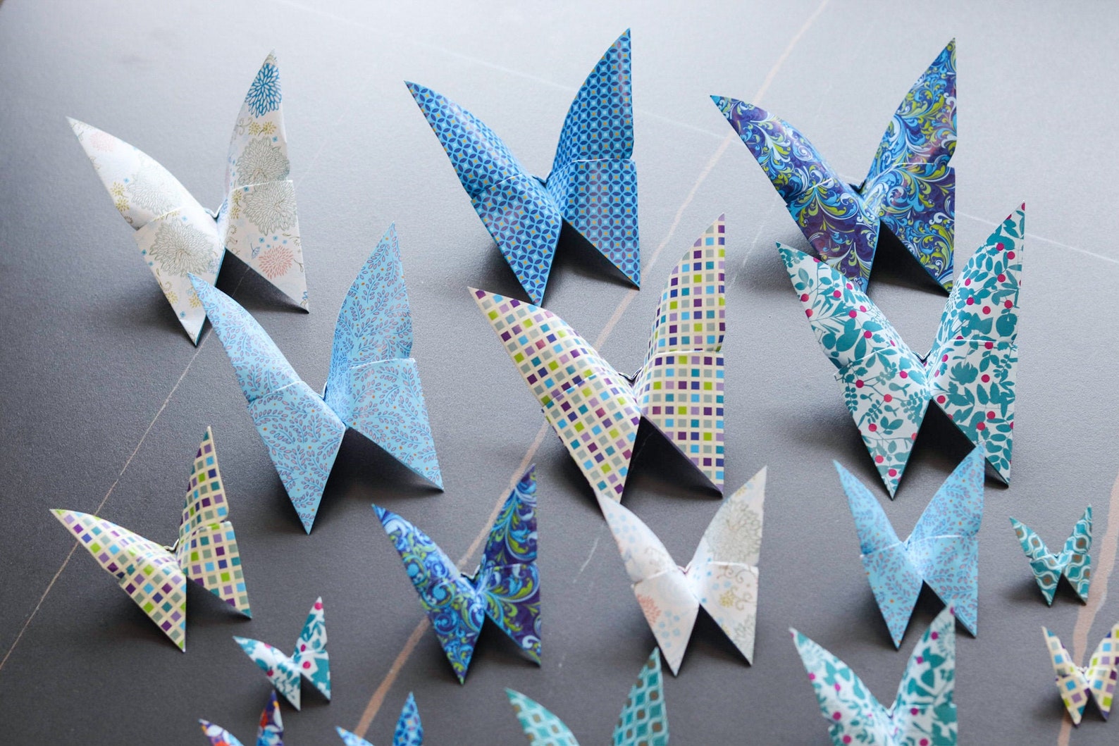 Ensemble de 20 papillons origami 3D papier bleu motif papillon - Etsy ...