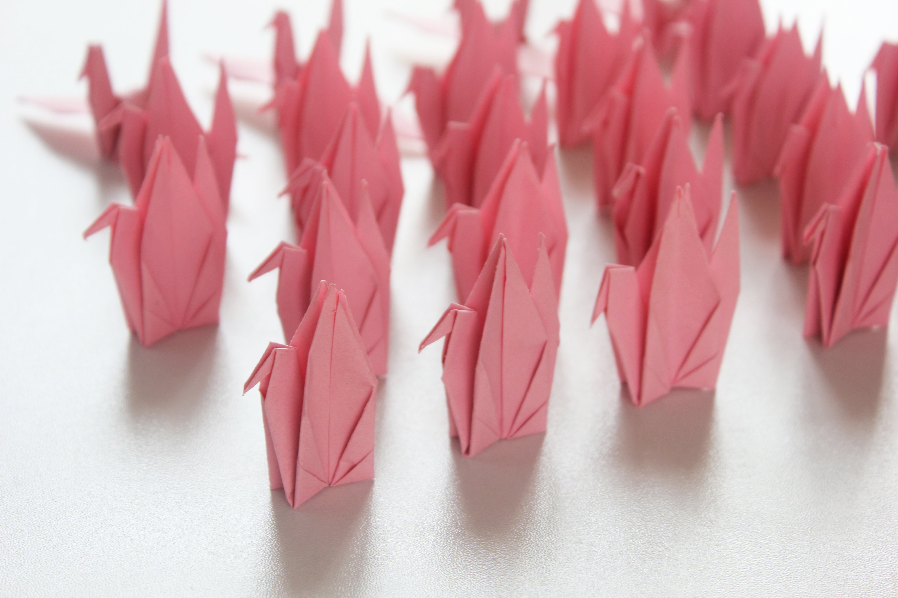 100 Pink Origami Paper Cranes Japanese Fold Paper Bird Crane for ...
