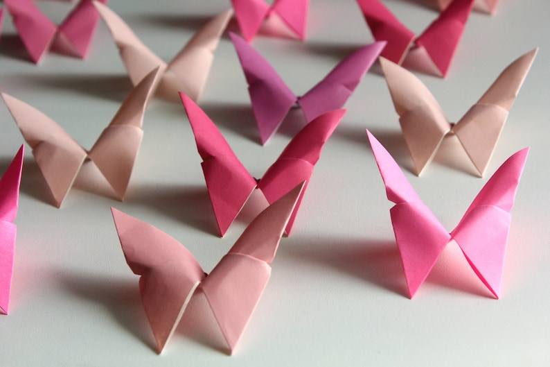 Set of 30 Origami Shades of Pink Butterflies 3D Paper Pinks - Etsy