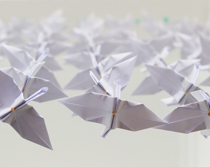 500 Cranes 25 Strings Strands/ 20 Cranes Each Metallic Ivory Origami ...