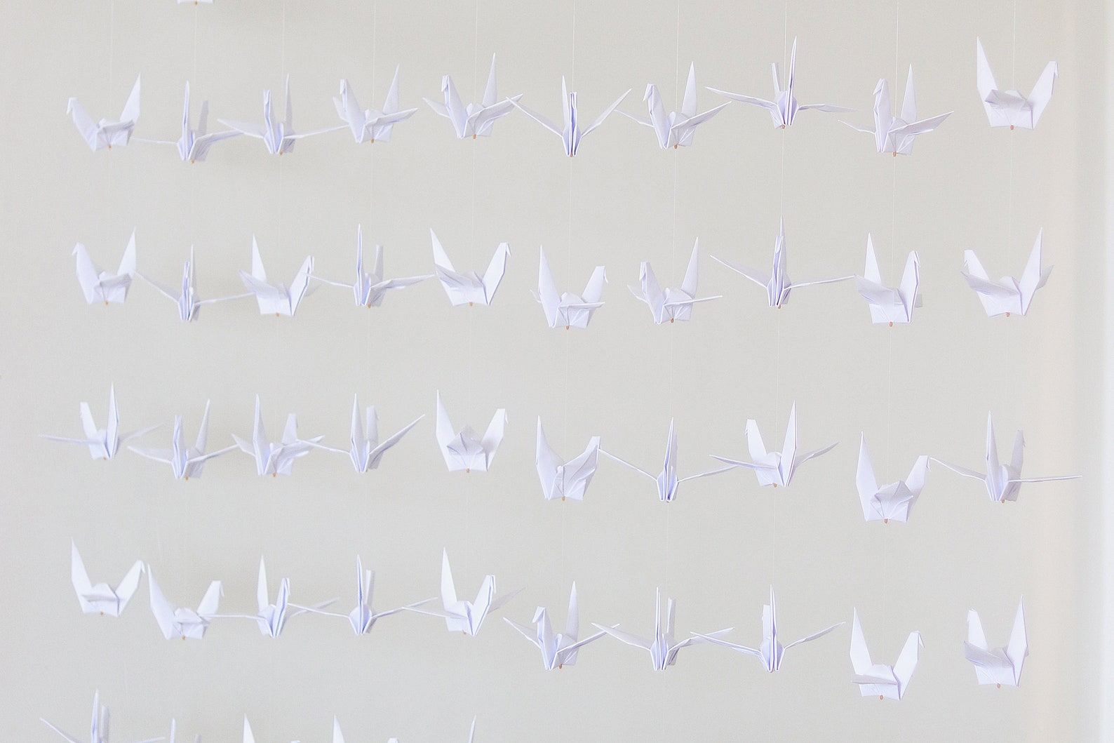 100 White Paper Cranes/10 Strands-set of 10/ Origami Crane Wedding ...