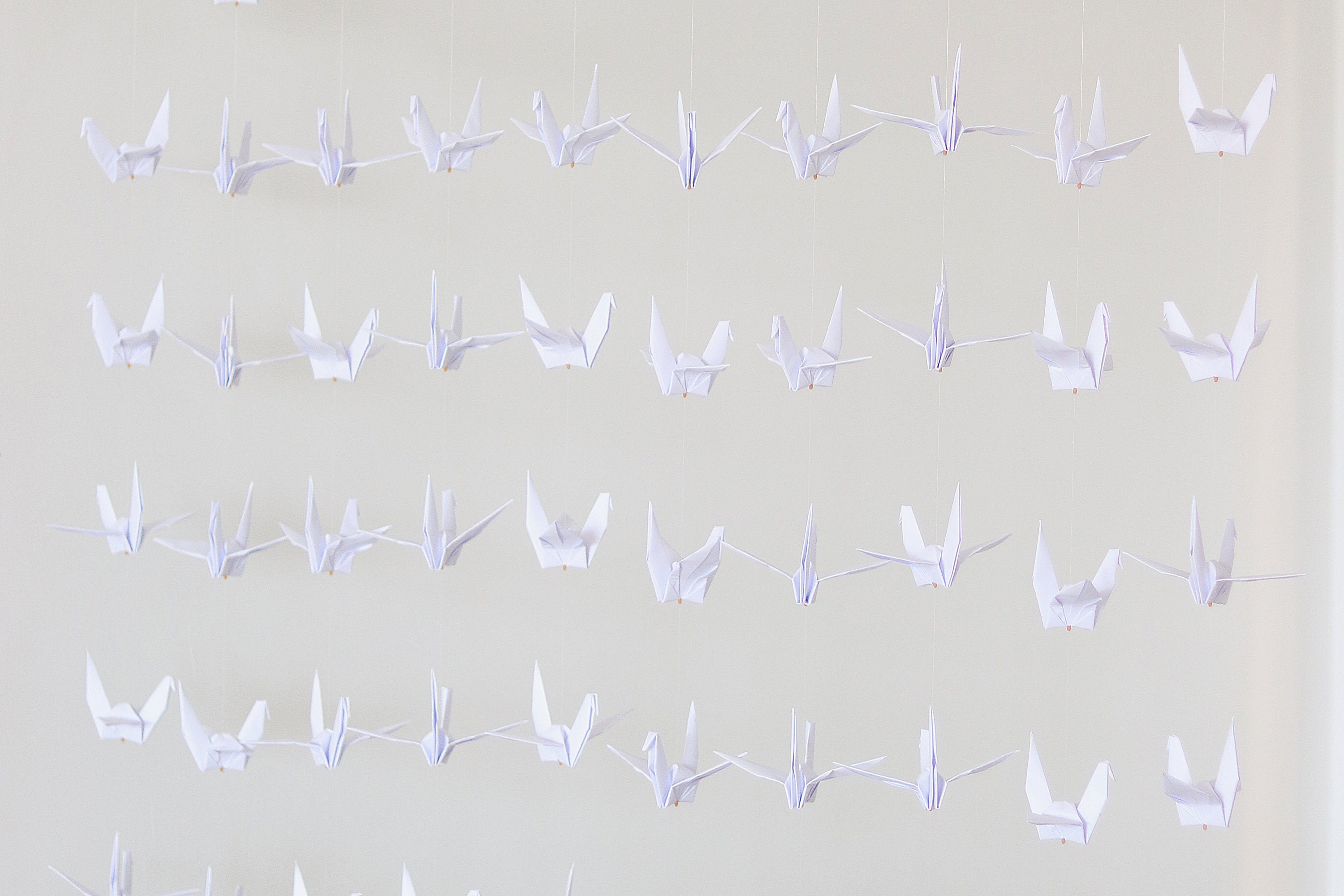 100 White Paper Cranes/10 Strands-set of 10/ Origami Crane Wedding ...