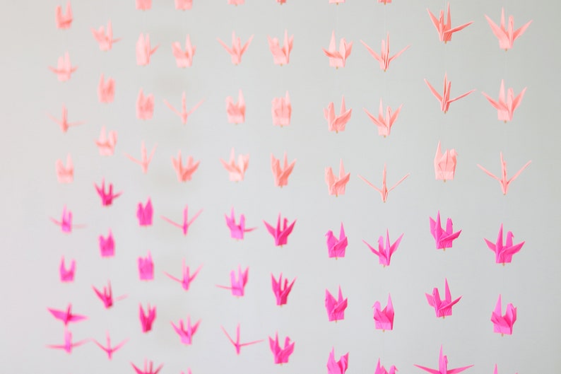 200 Paper Cranes/10 Strands-set of 20/ Shade Pink Rose White - Etsy