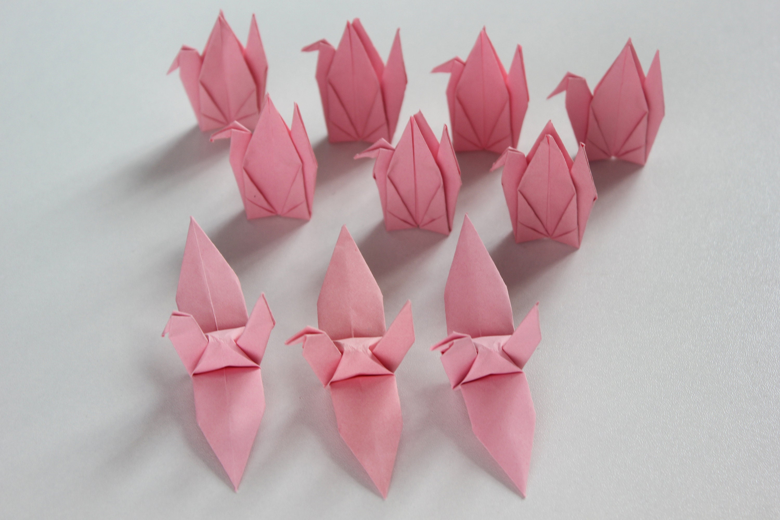 100 Pink Origami Paper Cranes Japanese Fold Paper Bird Crane for ...