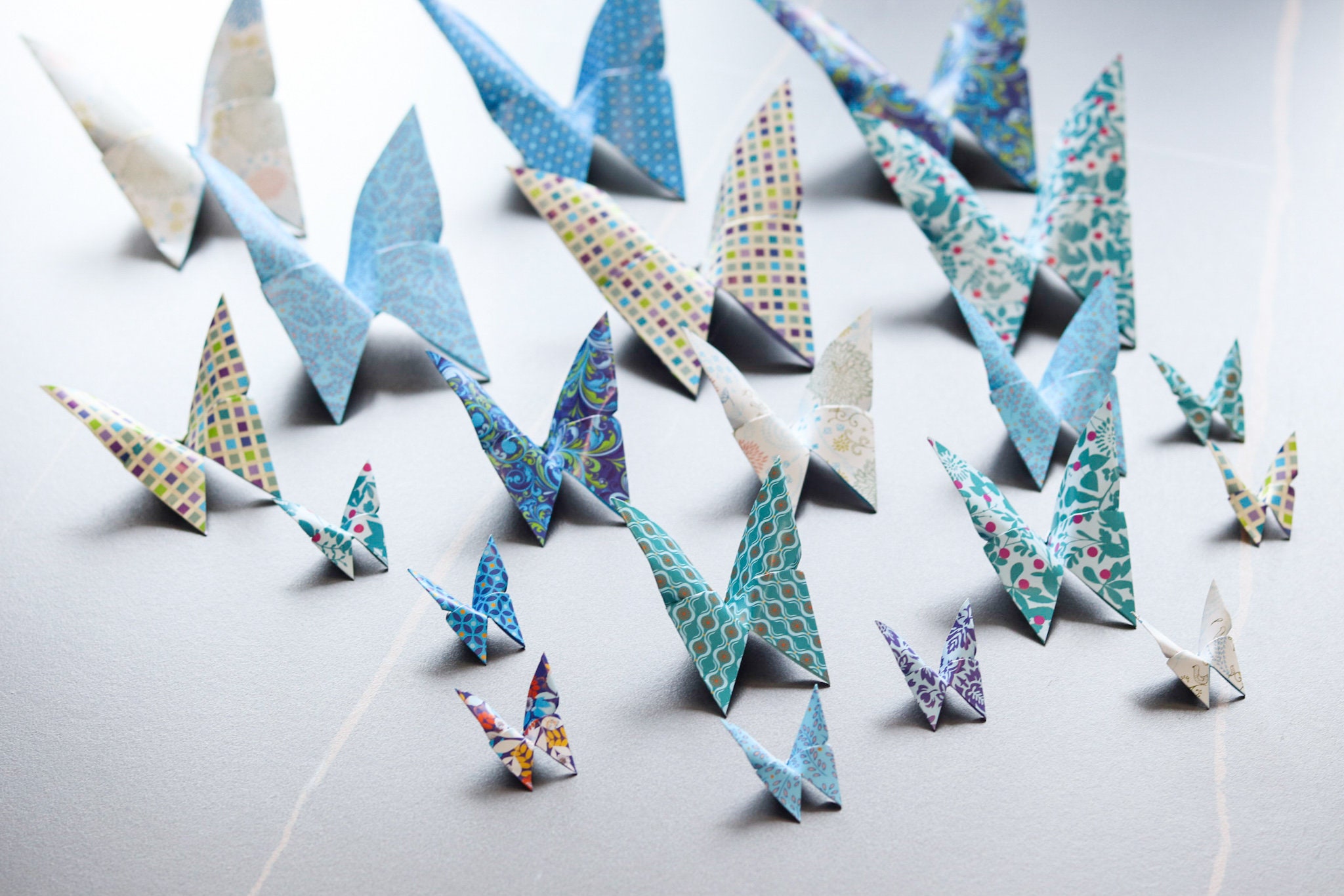 Ensemble de 20 papillons origami 3D papier bleu motif papillon - Etsy ...