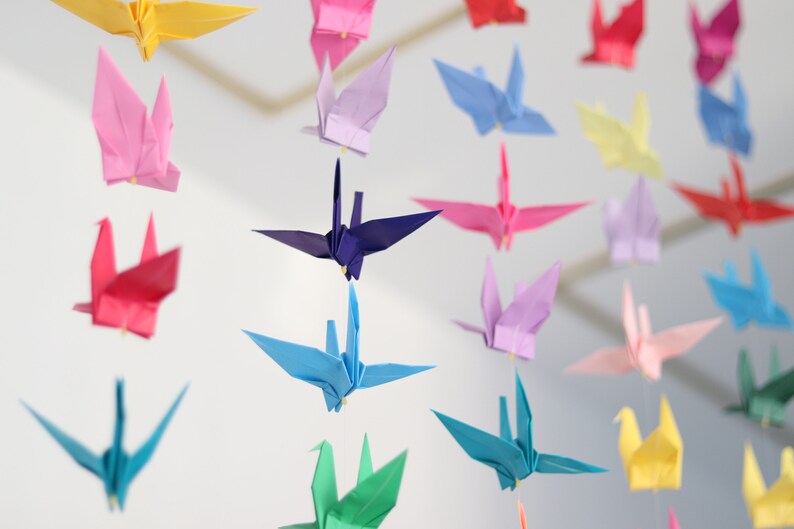 100 Paper Cranes/5 Strands-set of 20 Mixed Colors Origami Crane Wedding ...