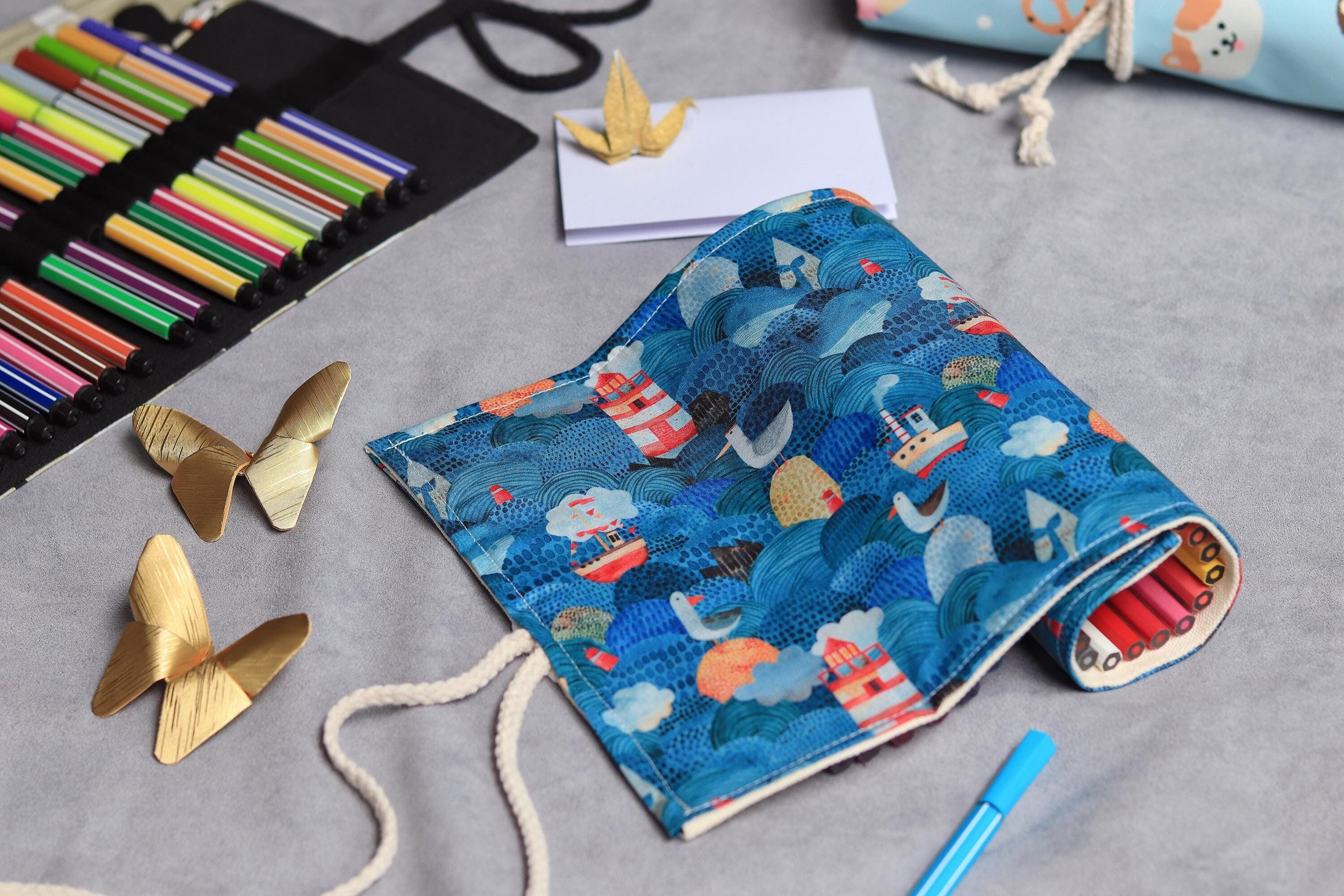 Canvas Pen Roll Colored Pencil Roll Organizer Pencil Roll up Pouch ...