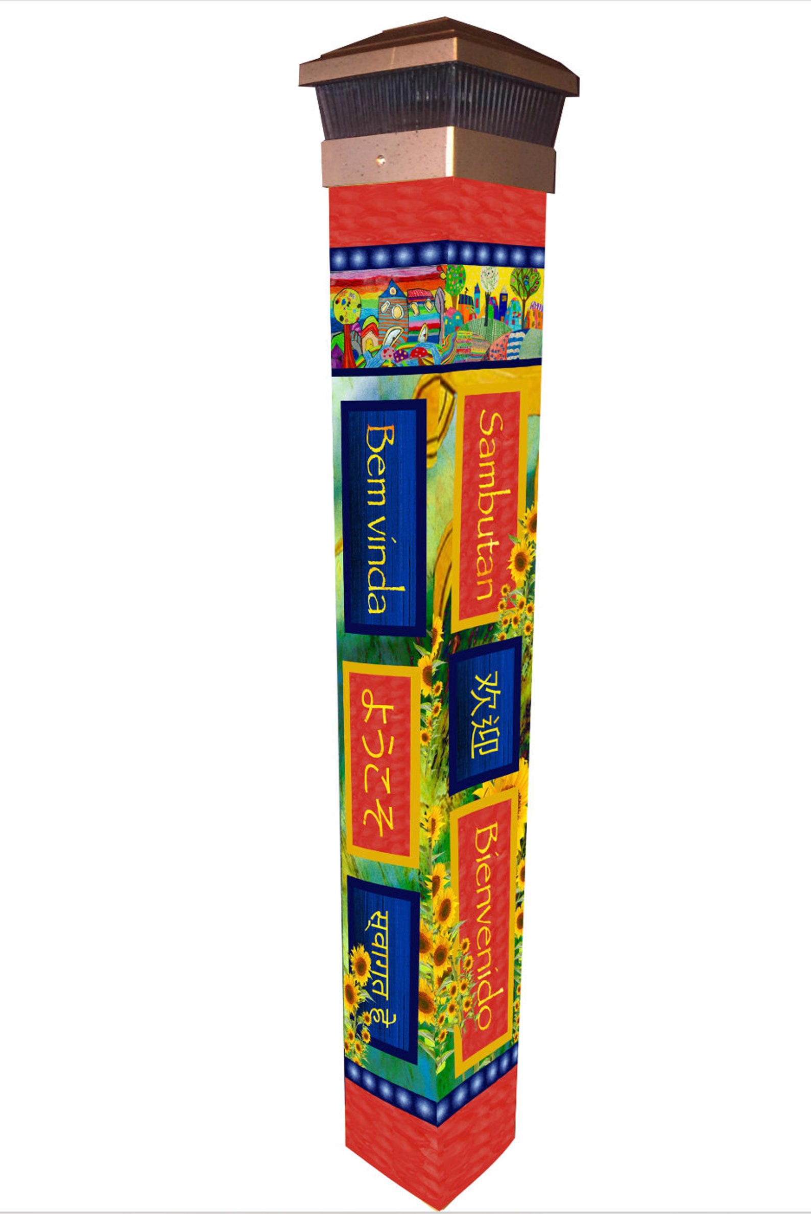 Welcome Garden Pole 41" A Sign of Peace With Solar Light Outdoor ...