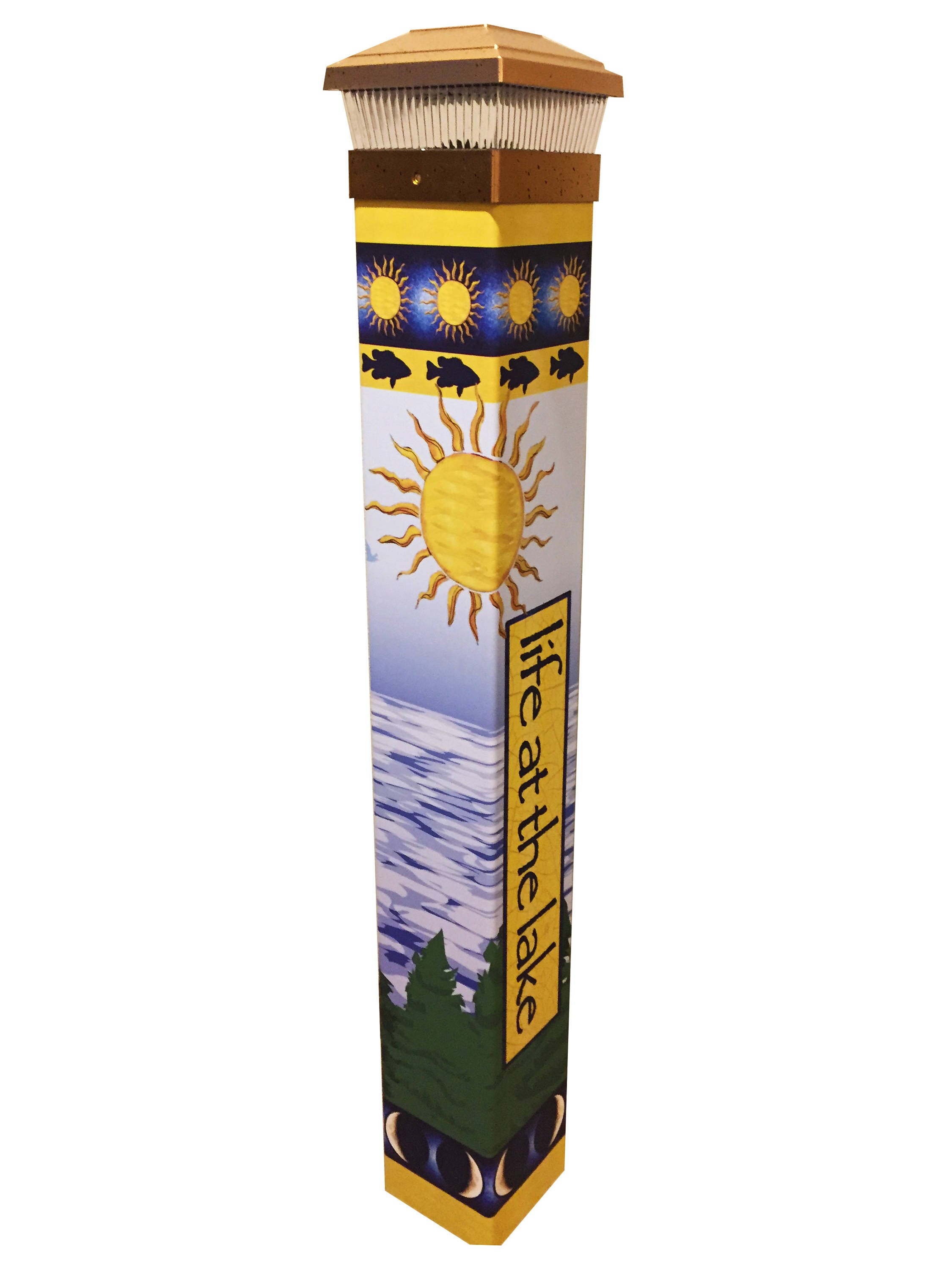 Life at the Lake Garden Art Peace Pole With Solar Light 41" Outdoor ...