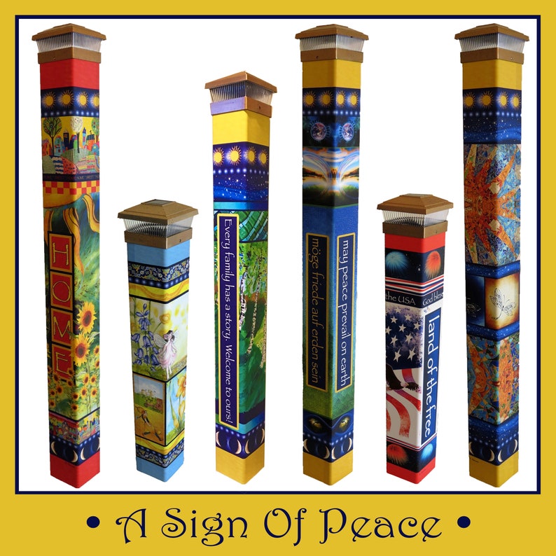 Kid at Art Garden Peace Pole With Solar Light 64" Outdoor Art ...