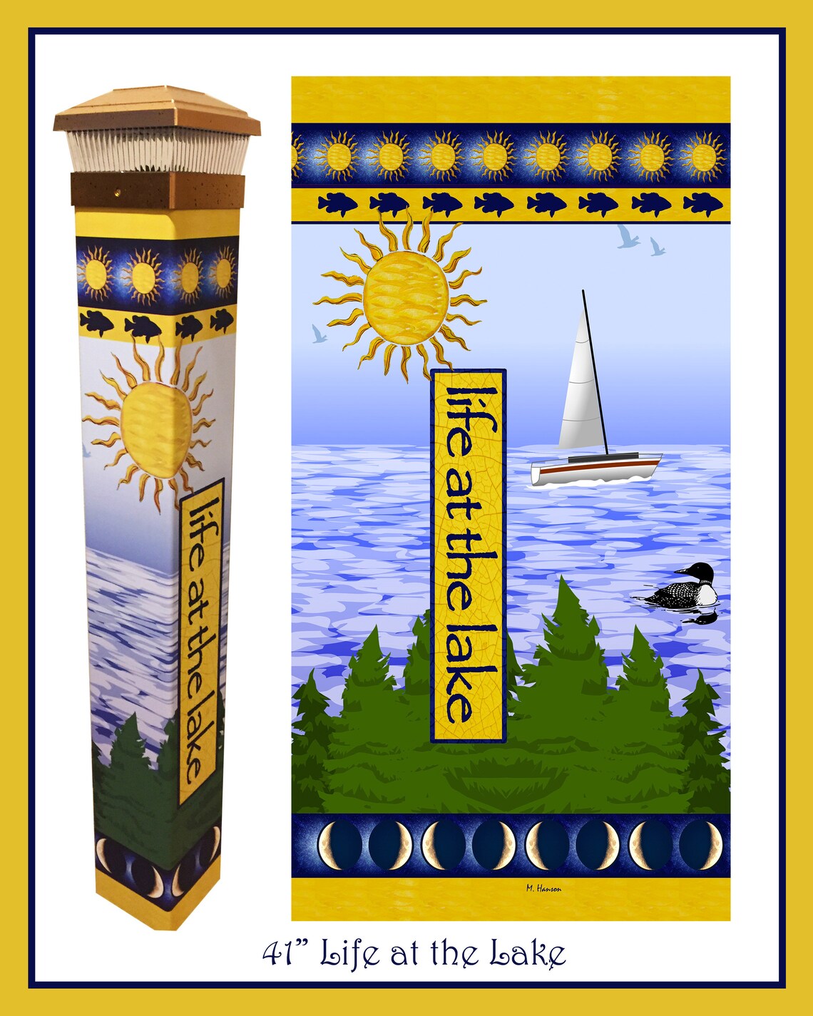 Life at the Lake Garden Art Peace Pole With Solar Light 41" Outdoor ...
