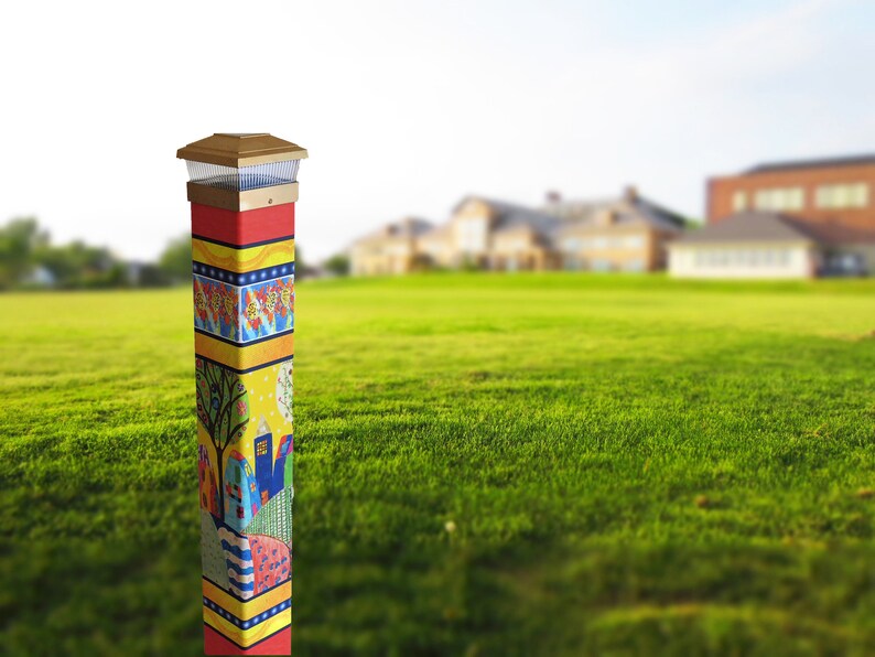 Kid at Art Garden Peace Pole With Solar Light 41" - Etsy