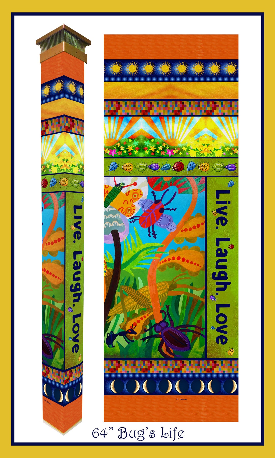 Live Laugh Love Bug's Life Garden Art Peace Pole With Solar Light 64 ...