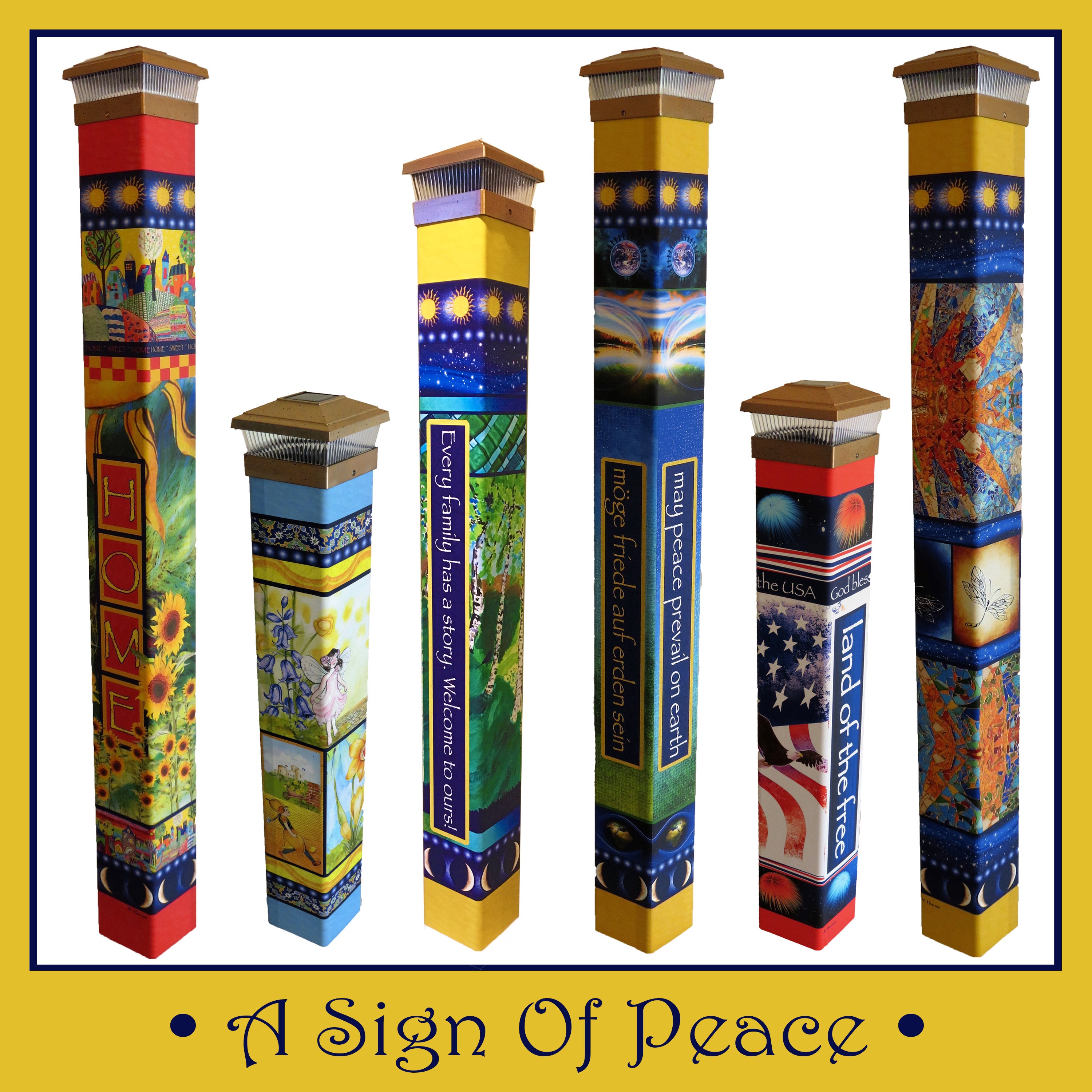 Deep Peace Garden Peace Pole With Solar Light 52" - Etsy