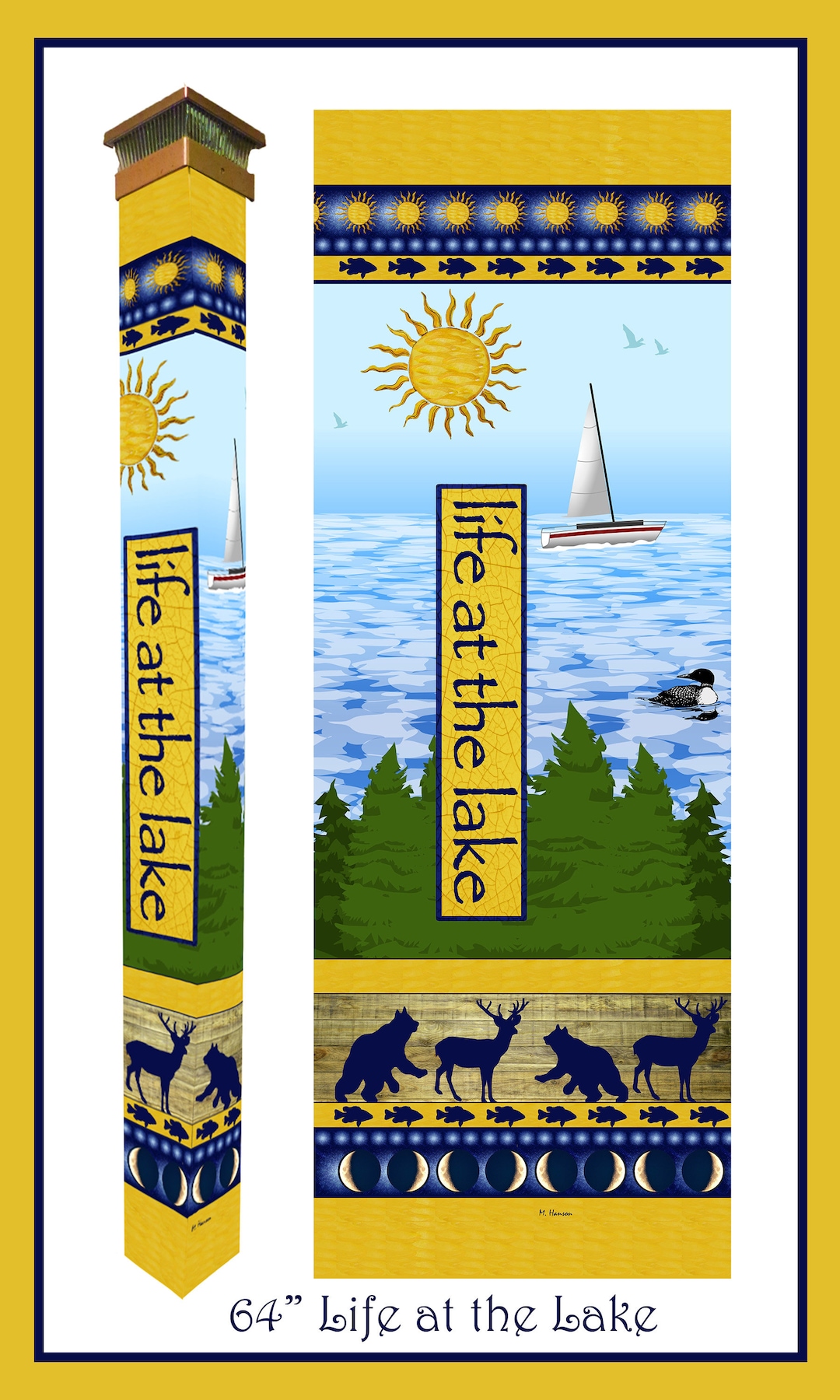 Life at the Lake Garden Art Peace Pole With Solar Light 64" Outdoor ...