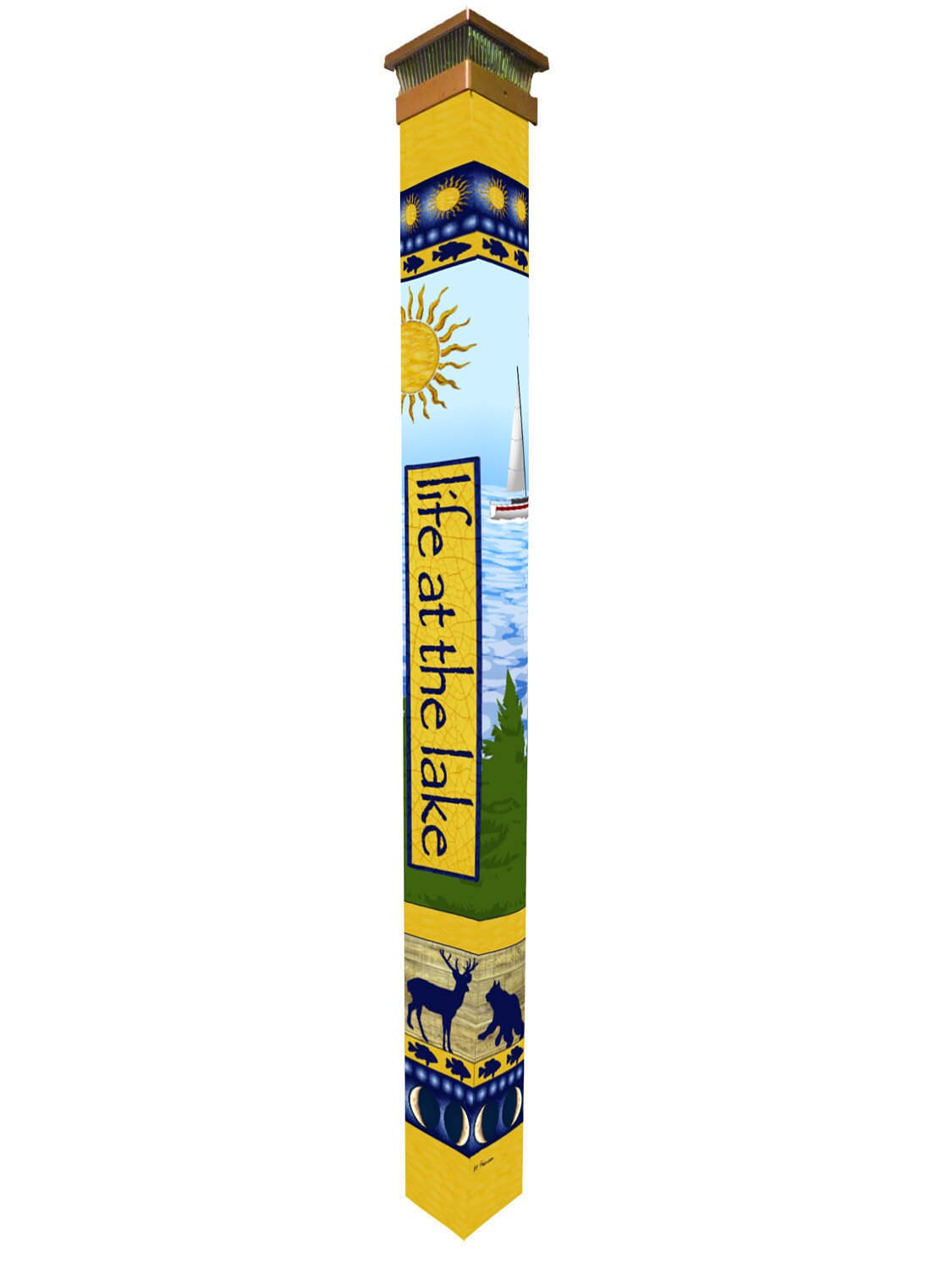 Life at the Lake Garden Art Peace Pole With Solar Light 64" Outdoor ...
