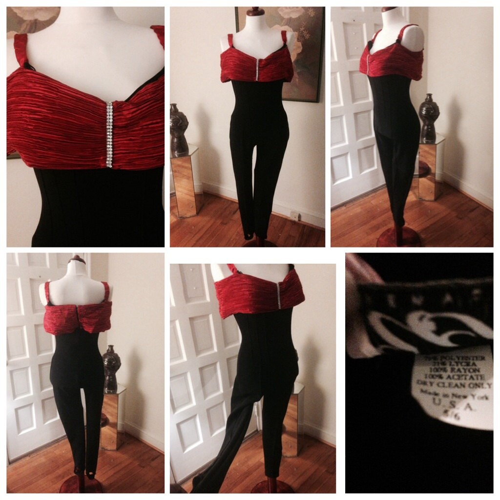 Elegant Red & Black Spandex Jumper With Stir up Leggings - Etsy