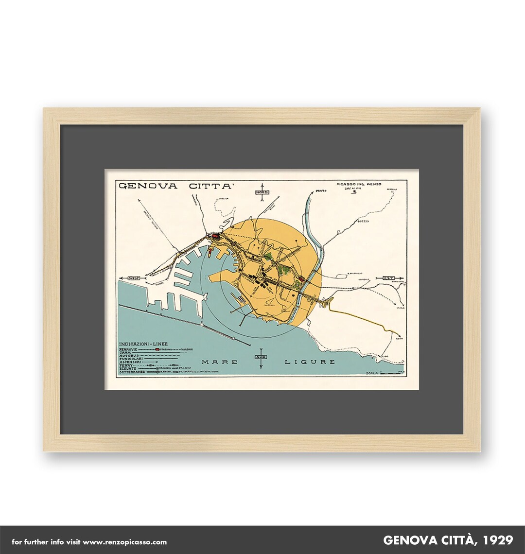 GENOVA 1929 Vintage Print - Antique Fine Art Wall Decor - Rare Retro ...